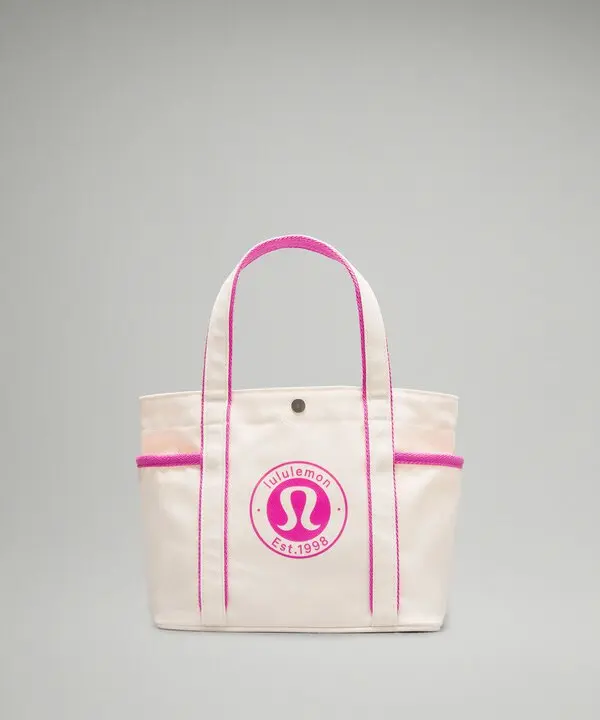 Lululemon Daily Multi-pocket Mini Canvas Tote Bag - Natural/pow Pink Tone