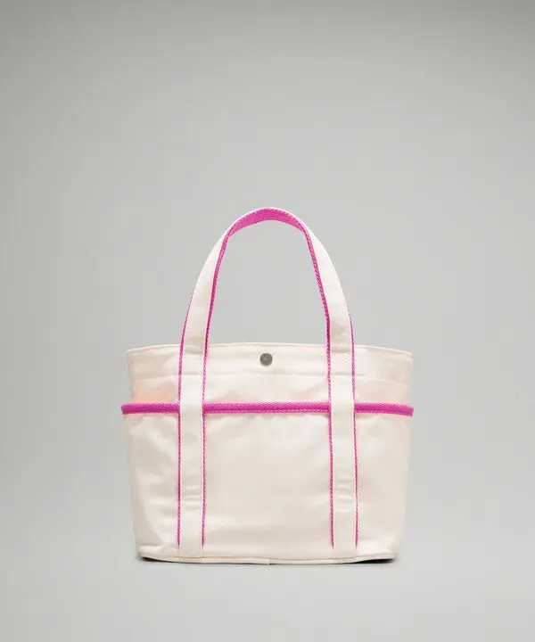 Lululemon Daily Multi-pocket Mini Canvas Tote Bag - Natural/pow Pink Tone