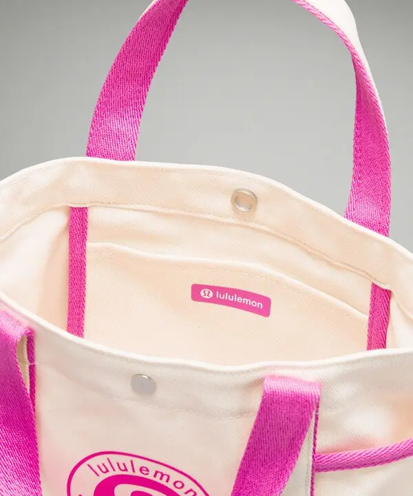 Lululemon Daily Multi-pocket Mini Canvas Tote Bag - Natural/pow Pink Tone