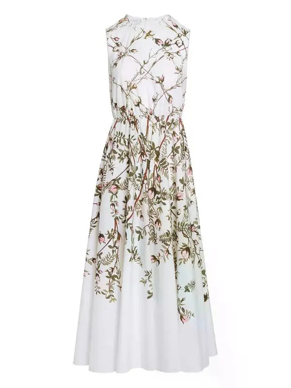 Giambattista Valli Floral-print A-line Midi Dress - White