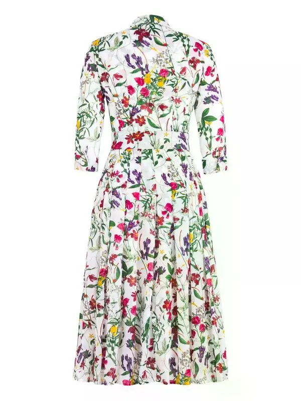 Samantha Sung Audrey Floral-print Pleated Midi Dress - White