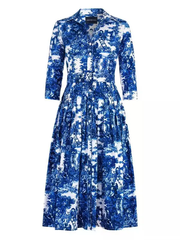 Samantha Sung Audrey Pleated Midi Dress - Blue