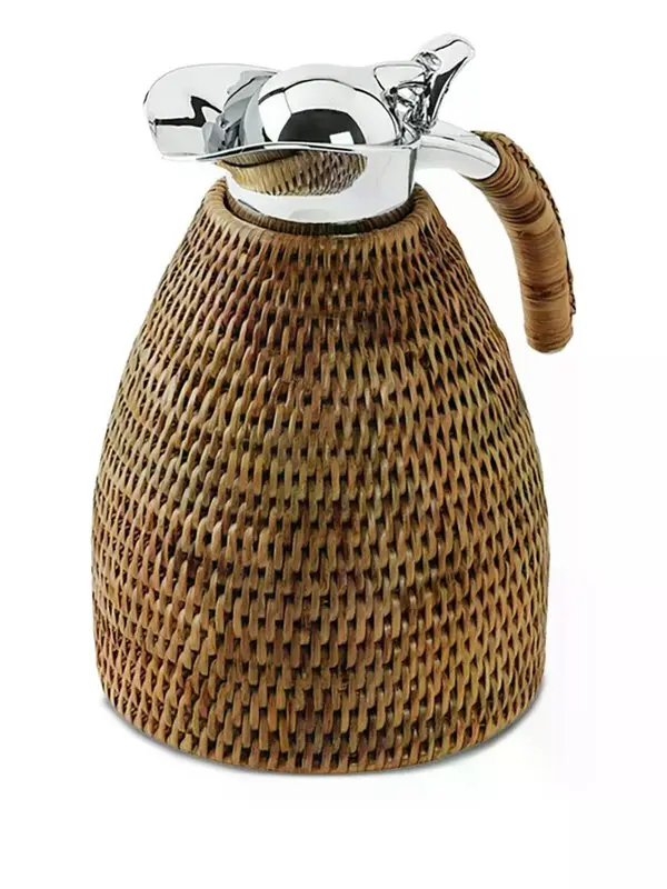 SAMBONET Rattan-weave Chrome-top Vacuum Jug - Brown