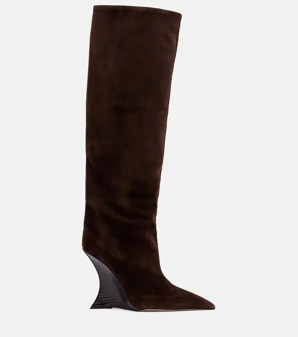 Paris Texas Nina Suede Knee-high Wedge Boots