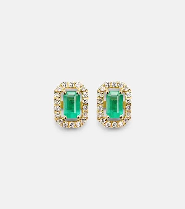 Shay Jewelry 18kt Yellow Earrings With Emeralds And Diamonds - Gold