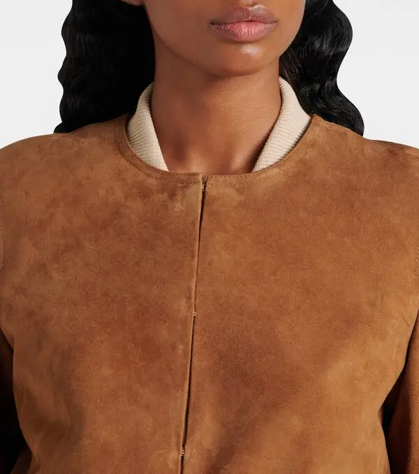 Vince Cropped Suede Jacket - Brown