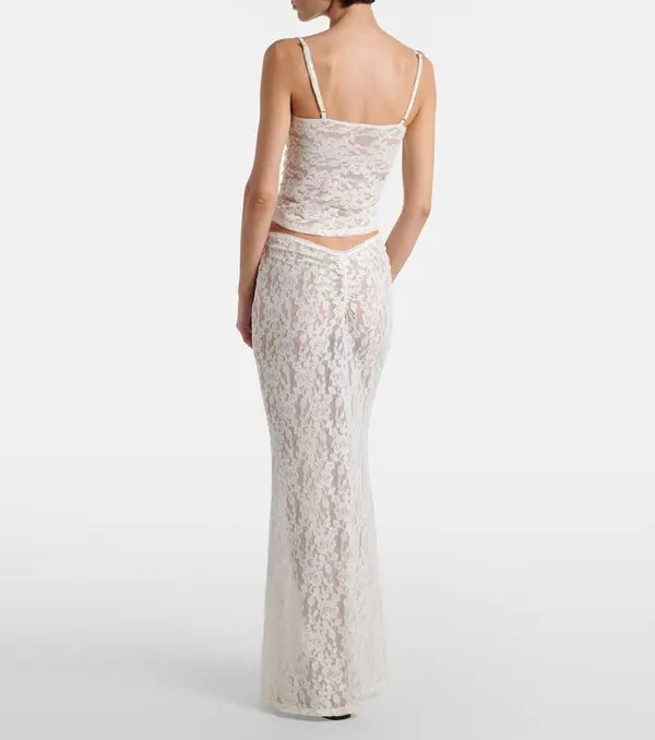 BANANHOT Daisy Lace Maxi Skirt - White