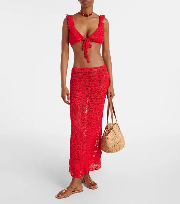 Anna Kosturova Brigitte Crochet Bra Top - Red