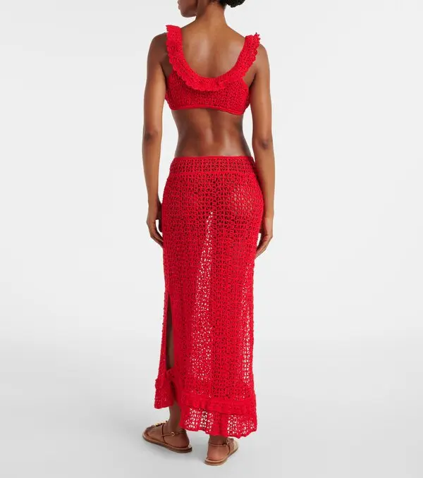 Anna Kosturova Brigitte Crochet Bra Top - Red