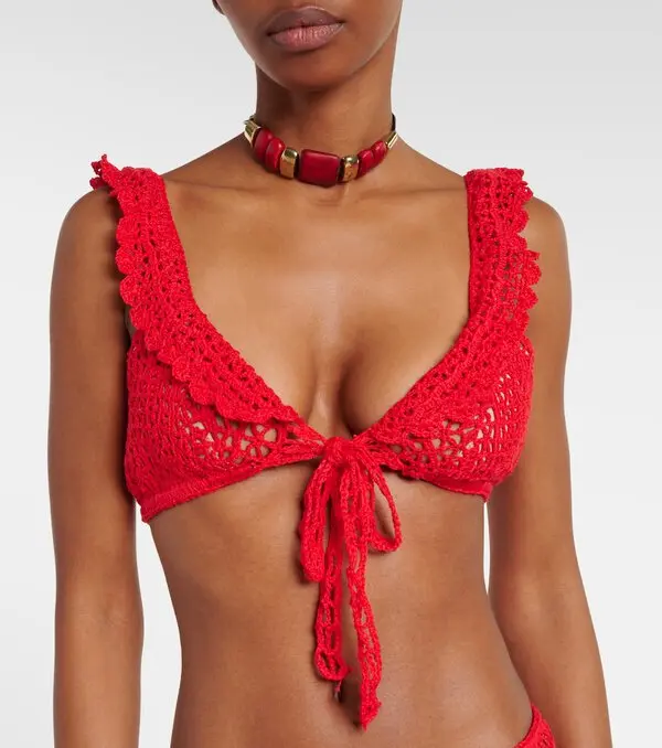 Anna Kosturova Brigitte Crochet Bra Top - Red
