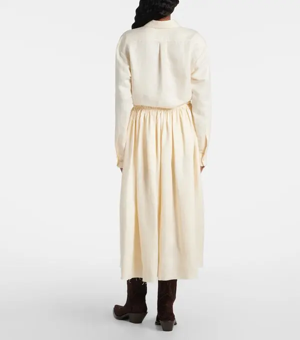 Gabriela Hearst Chiara Gathered Linen Midi Skirt - White