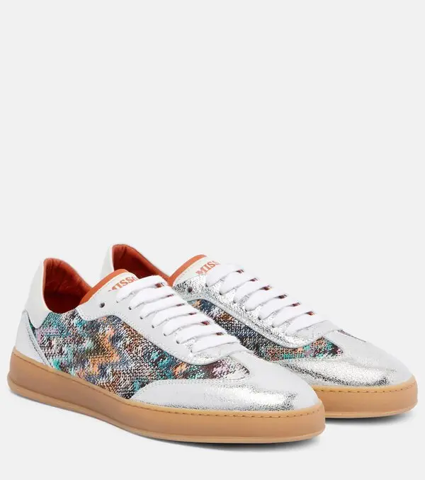Missoni Zigzag Metallic Leather Sneakers - Silver