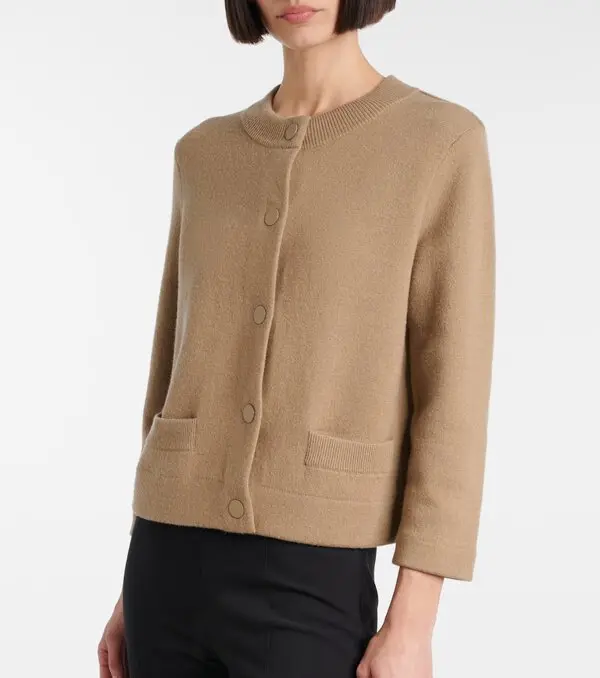 Vince Shrunken Wool And Cashmere Cardigan - Beige