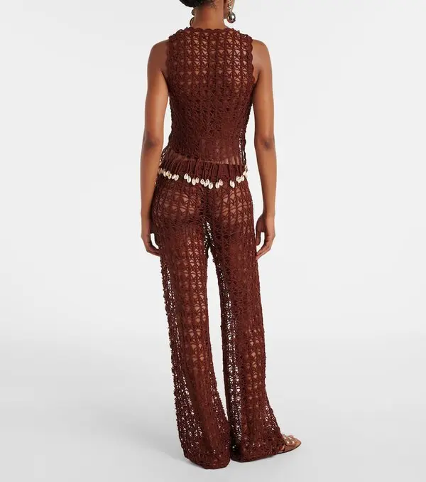 Anna Kosturova Crochet Wide-leg Pants