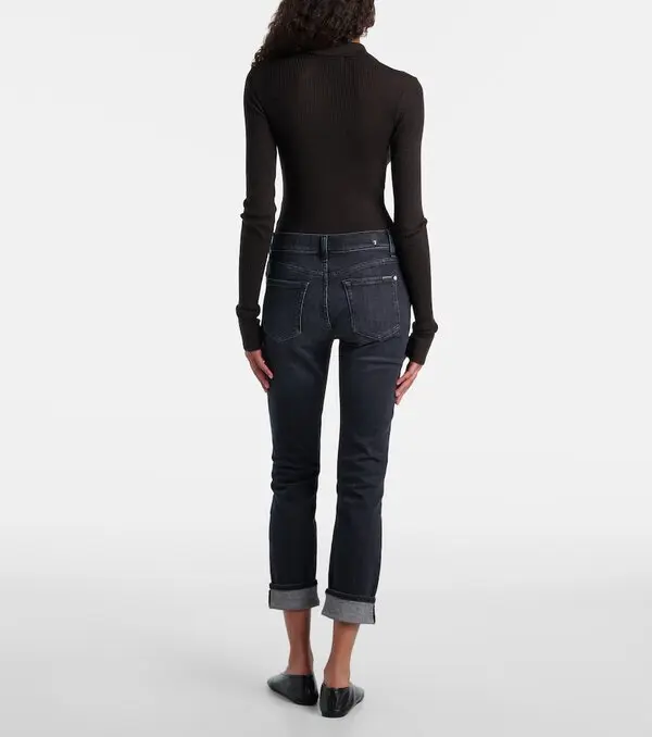 7 For All Mankind Cropped Skinny Jeans - Black