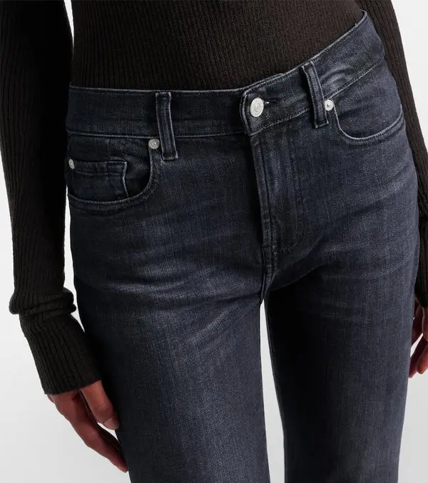 7 For All Mankind Cropped Skinny Jeans - Black