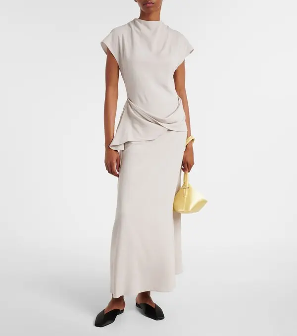 Tove Woven Draped Maxi Dress - Grey