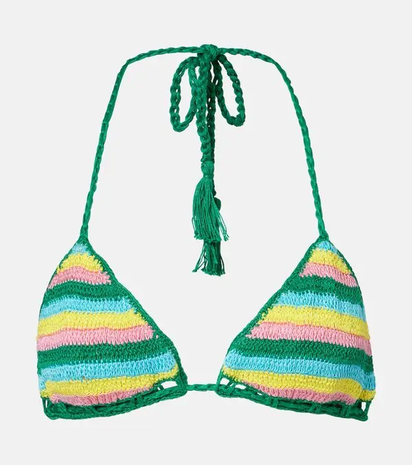 Anna Kosturova Gabrielle Crochet Cotton Bikini Top - Multicoloured