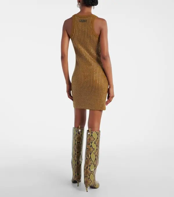 Attico Embellished Cotton Jersey Minidress