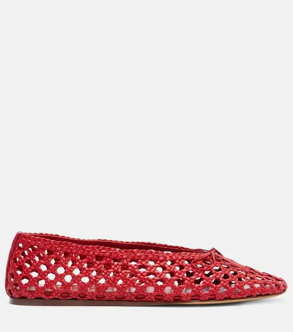 Le Monde Beryl Regency Woven Leather Ballet Flats - Red