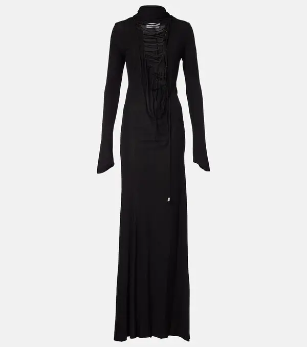 Attico Cutout Crêpe Maxi Dress - Black