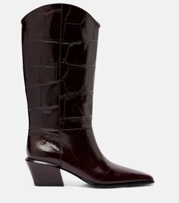 Paris Texas Bettina 50 Croc-effect Leather Cowboy Boots - Burgundy
