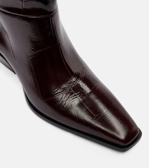 Paris Texas Bettina 50 Croc-effect Leather Cowboy Boots - Burgundy