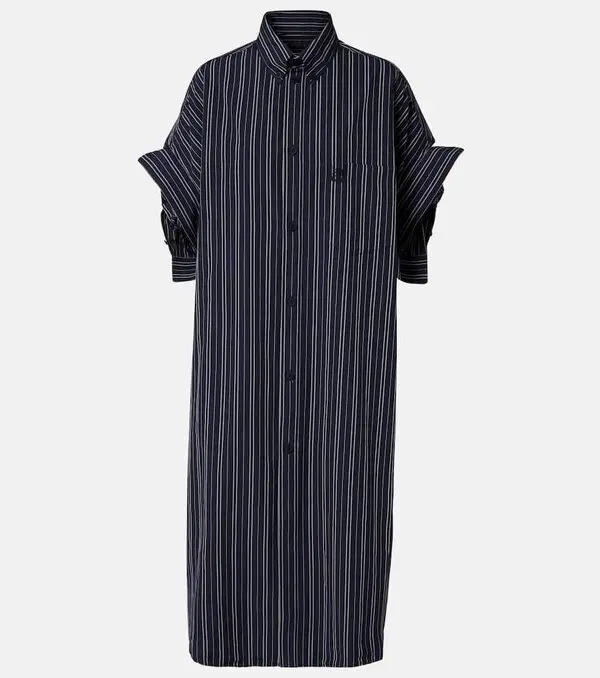 balenciaga striped shirt dress Balenciaga Striped Cotton Shirt Dress - Blue
