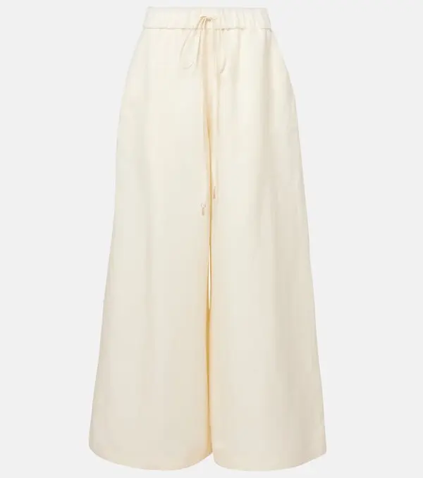 Gabriela Hearst Gelos Linen And Silk Wide-leg Pants - White