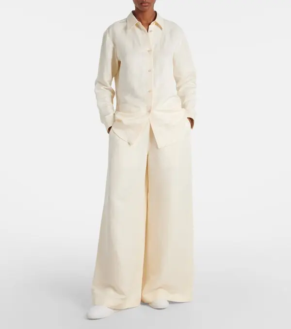 Gabriela Hearst Gelos Linen And Silk Wide-leg Pants