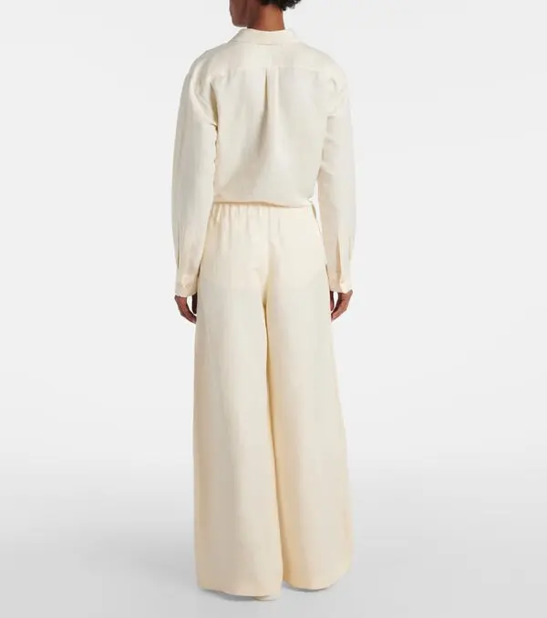 Gabriela Hearst Gelos Linen And Silk Wide-leg Pants