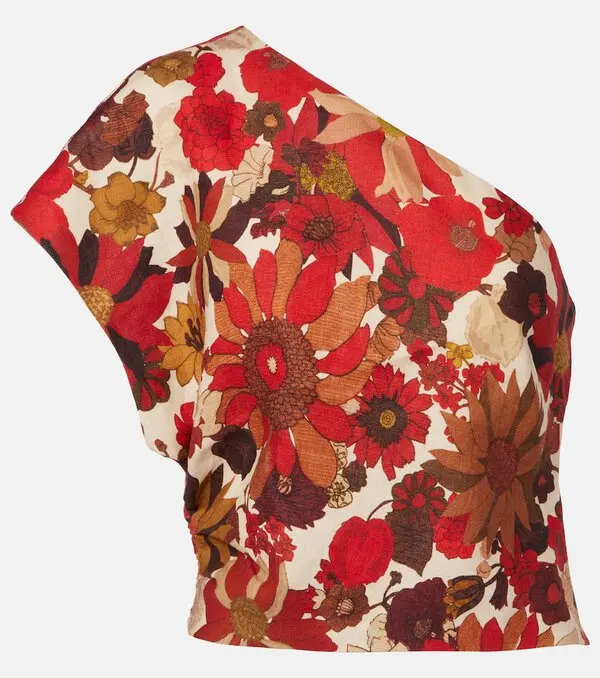 SIR. Belleto Floral Asymmetric Linen Top
