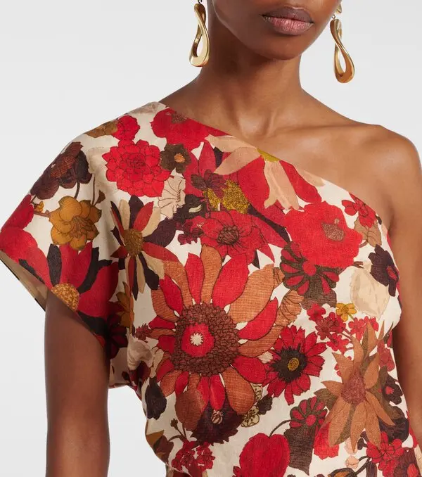 SIR. Belleto Floral Asymmetric Linen Top