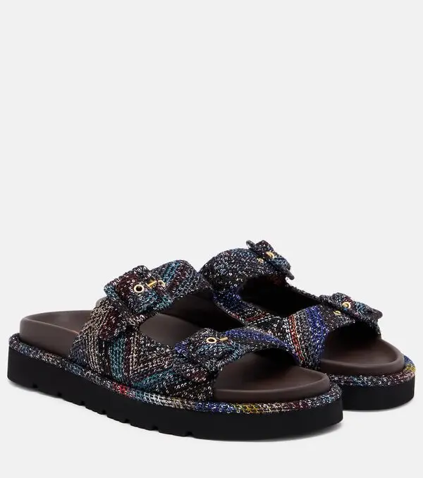 Missoni Zigzag Sequined Leather Sandals - Multicoloured
