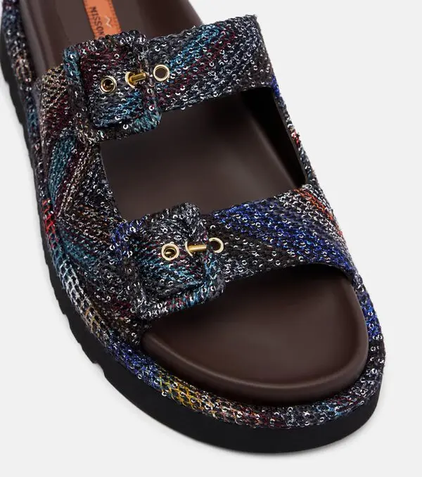 Missoni Zigzag Sequined Leather Sandals - Multicoloured