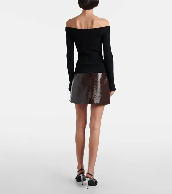 COURREGES Off-shoulder Ribbed-knit Top