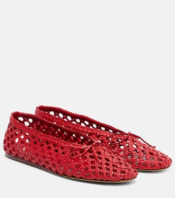 Le Monde Beryl Regency Woven Leather Ballet Flats - Red