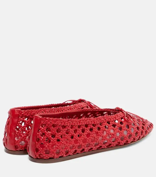 Le Monde Beryl Regency Woven Leather Ballet Flats - Red