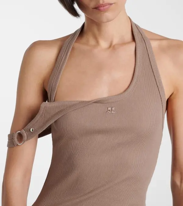 COURREGES 90's Ribbed-knit Cotton Top