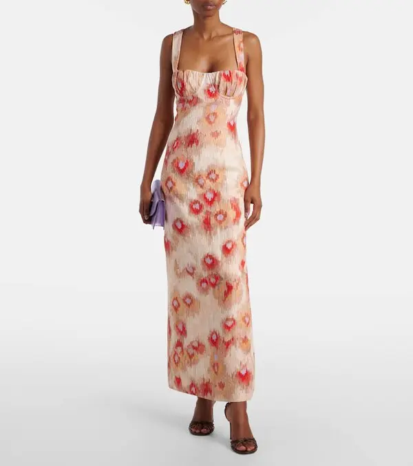 SIR. Bettina Printed Linen Maxi Dress