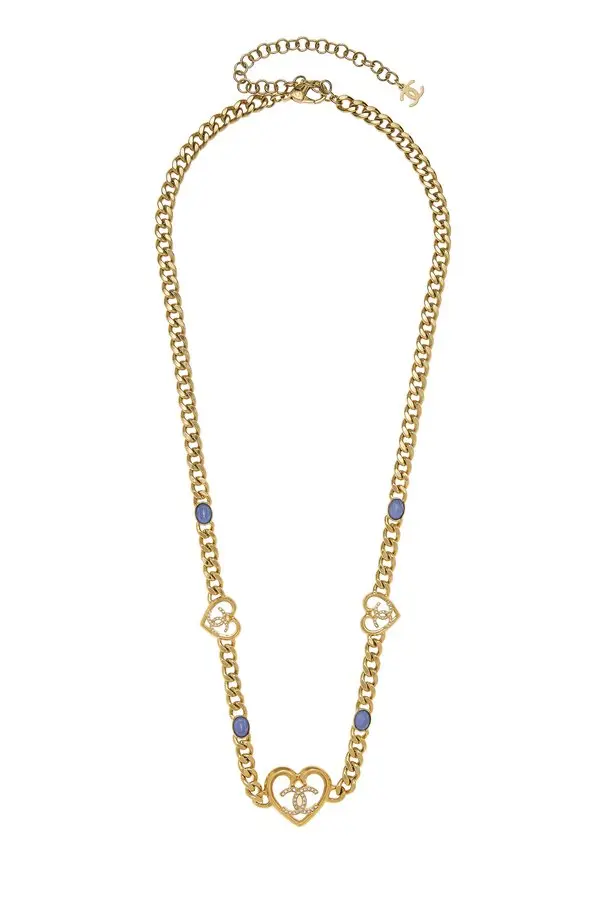 Chanel Plated Necklace With Crystal And Stone Accents - Blue