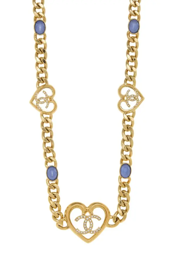 Chanel Plated Necklace With Crystal And Stone Accents - Blue