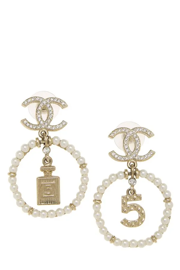 Chanel Cc No. 5 Dangle Earrings - Gold