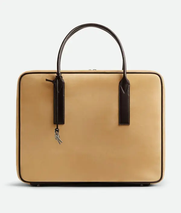BOTTEGA  VENETA Large Suede And Leather Weekender - Cane Sugar/fondant