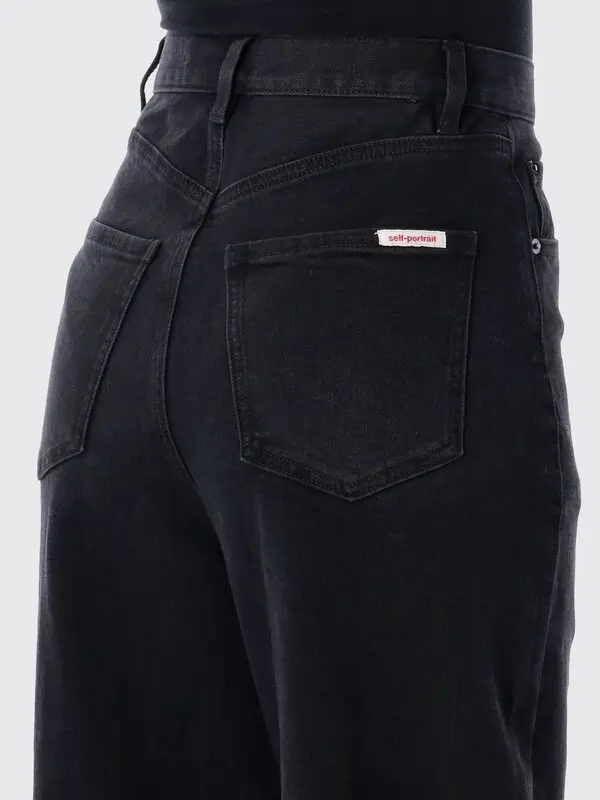 SELF-PORTRAIT High-rise Wide-leg Jeans - Black