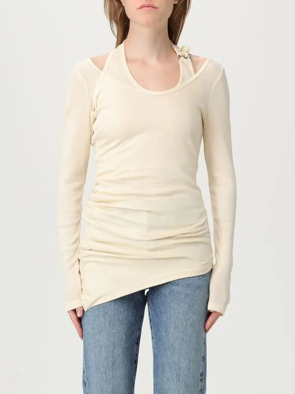 JEAN PAUL GAULTIER Ribbed Knit Top With Draped Detail