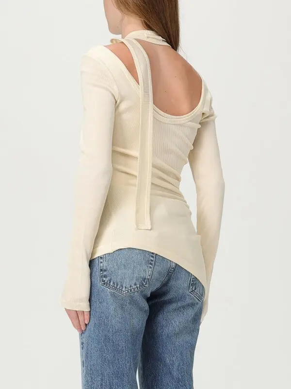 JEAN PAUL GAULTIER Ribbed Knit Top With Draped Detail