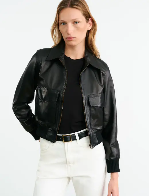 NILI LOTAN Redley Leather Bomber Jacket