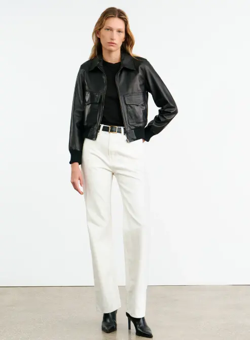 NILI LOTAN Redley Leather Bomber Jacket