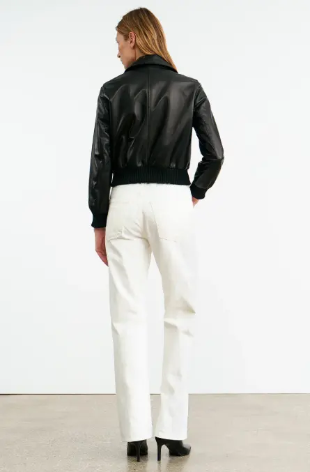NILI LOTAN Redley Leather Bomber Jacket